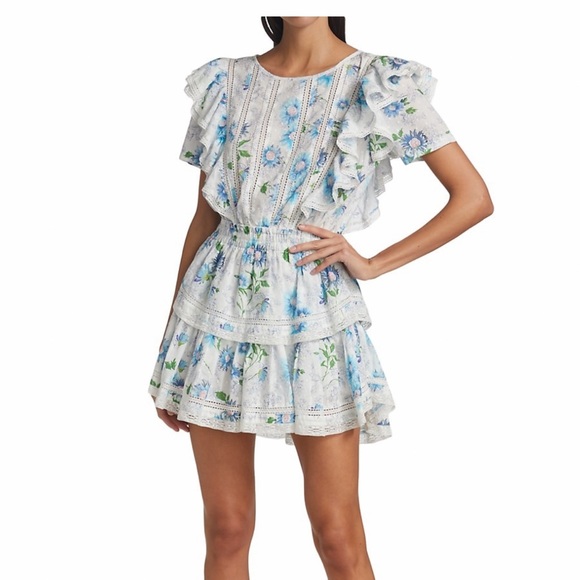 LoveShackFancy | Dresses | Nwt Loveshackfancy Blue Floral Ruffle Lace ...
